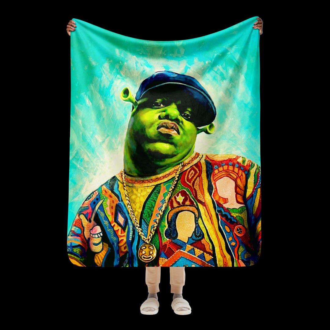 Biggie Smalls as Shrek Sherpa Blanket, Hip Hop Throw Blanket, Rap ...