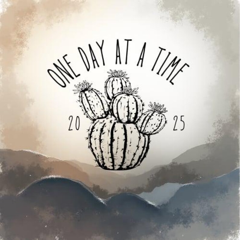 One Day at A Time PNG, Cactus Quote Art, Western Minimal Design ...