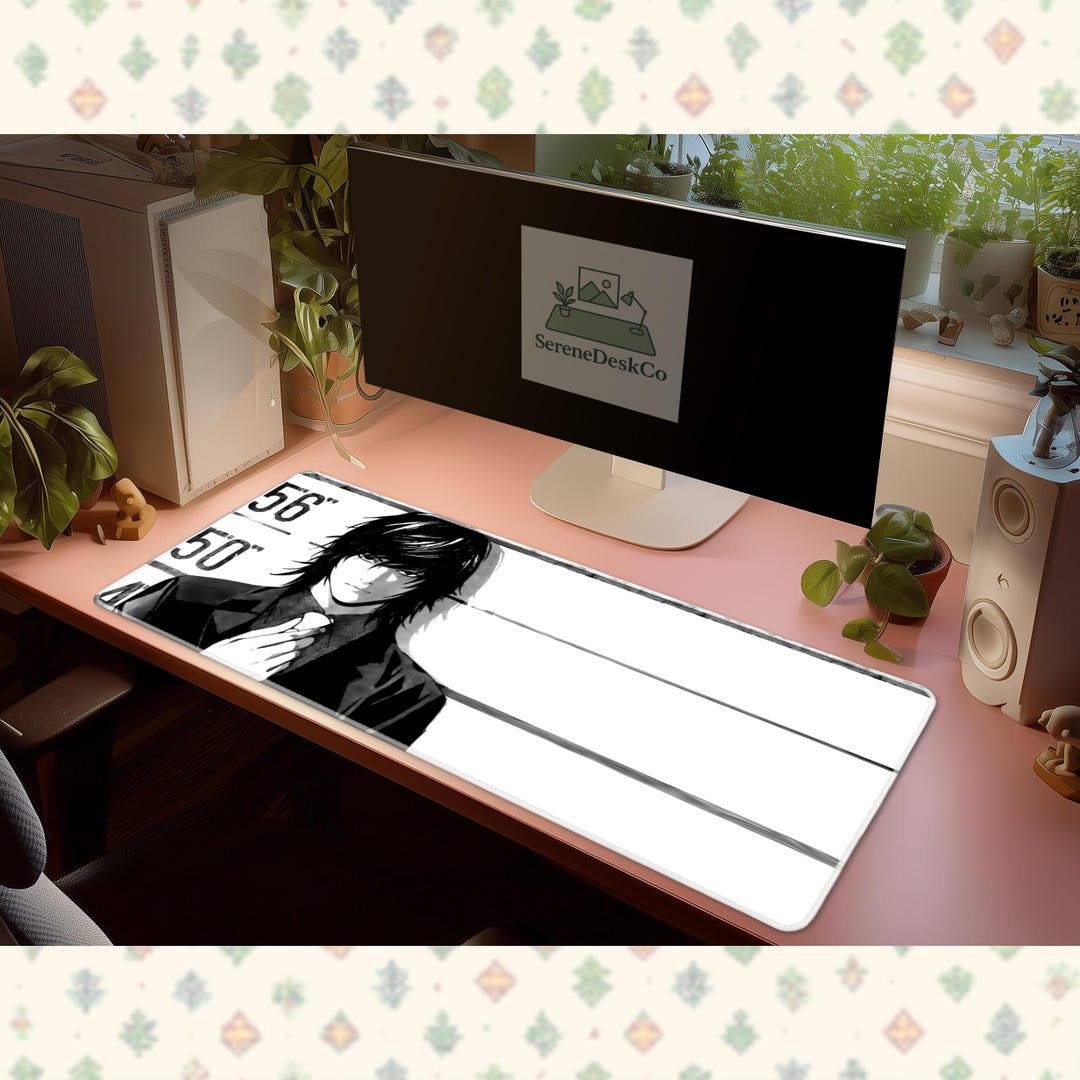 Death Note L Lawliet Mugshot Mouse Pad Anime Desk Mat Minimalist Gaming ...