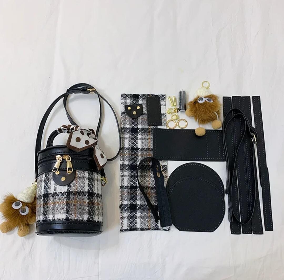 DIY Tweed Plaid Bucket Bag Sewing Kit With Video Tutorial, Handmade ...