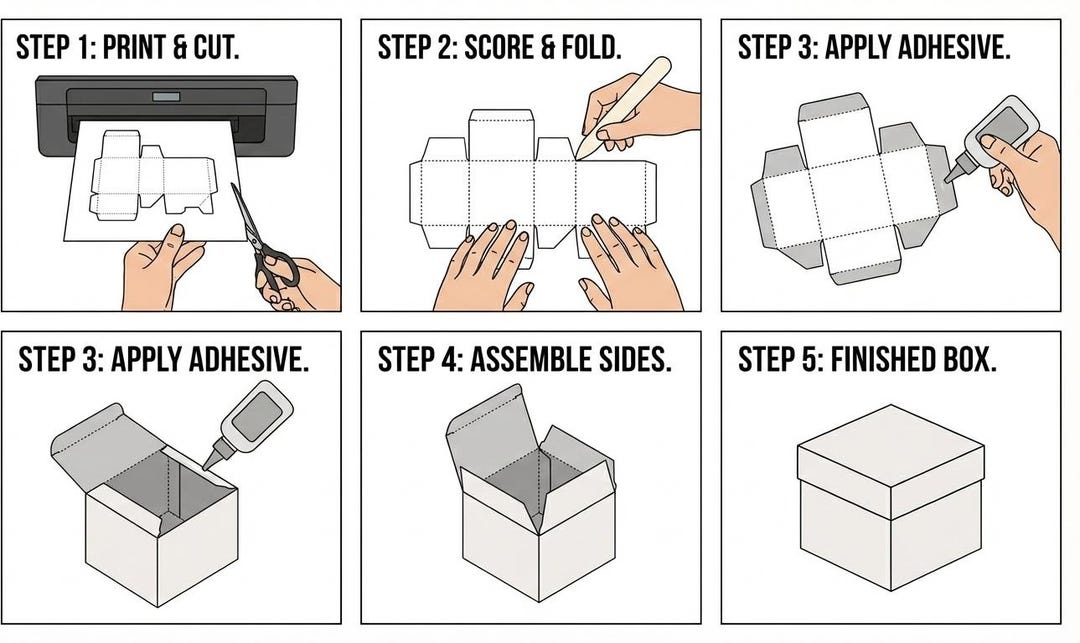 DIY Paper Box Template - Square Gift Box - Digital Print & Cut File - Etsy