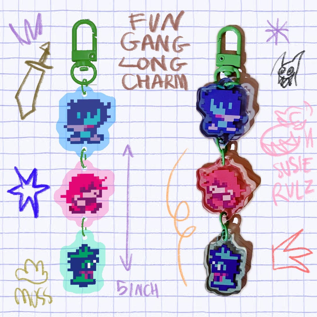 Deltarune Legend of Tenna Fun Gang Long Keychain - Etsy