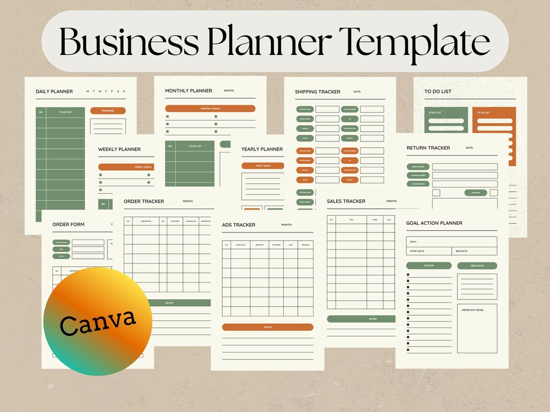 Editable Business Planner Template, Canva Planner, Customer, Sales ...