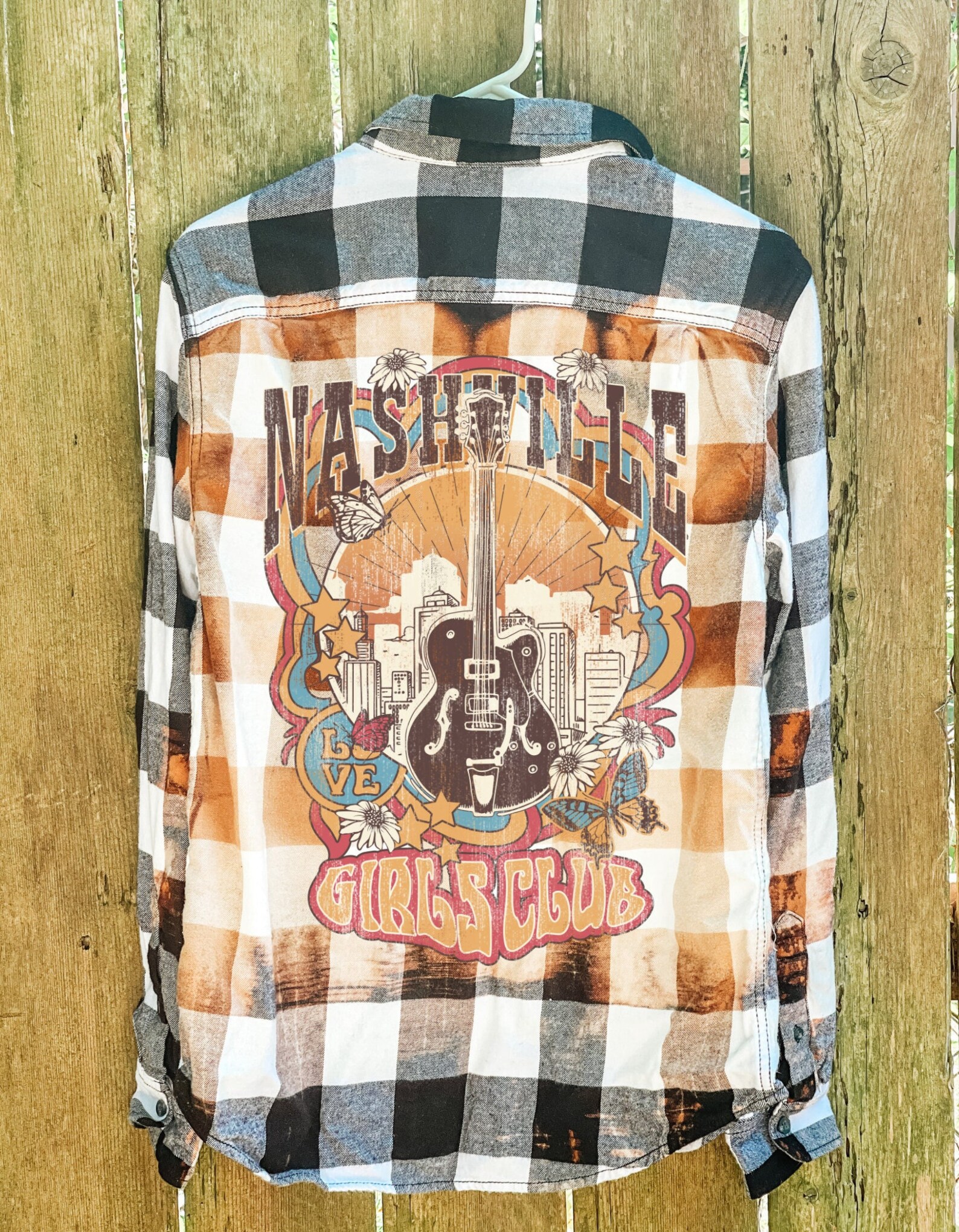 Bleached Distressed Flannels Hand Dipped Bleach Shirt Top - Etsy