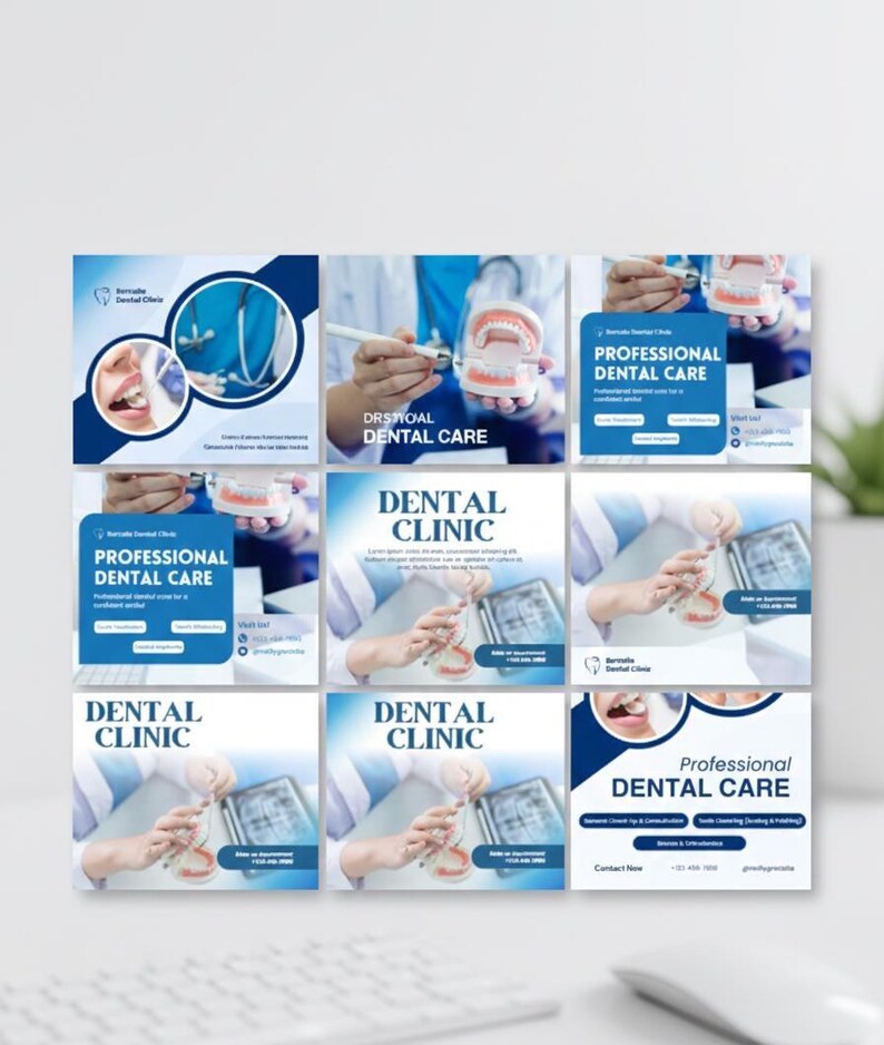 50 Dentist Social Media Kit: 50+ Canva Templates Template Bundle ...