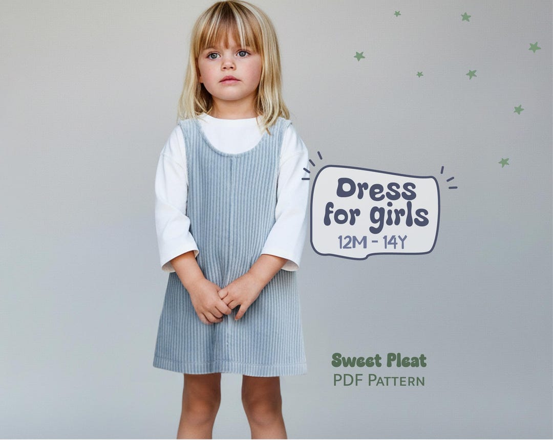 Girls Dress Sewing Pattern for Kids, Baby Girl Overall Dress Pattern ...