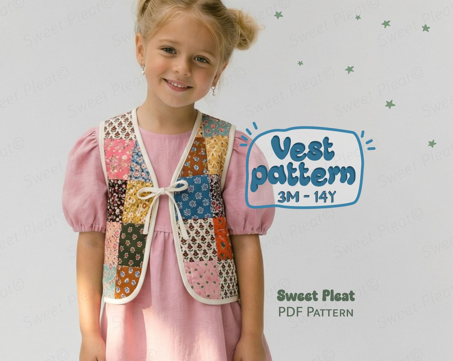 Quilted Vest Pattern for Kids, Patchwork Vest Sewing Pattern for ...