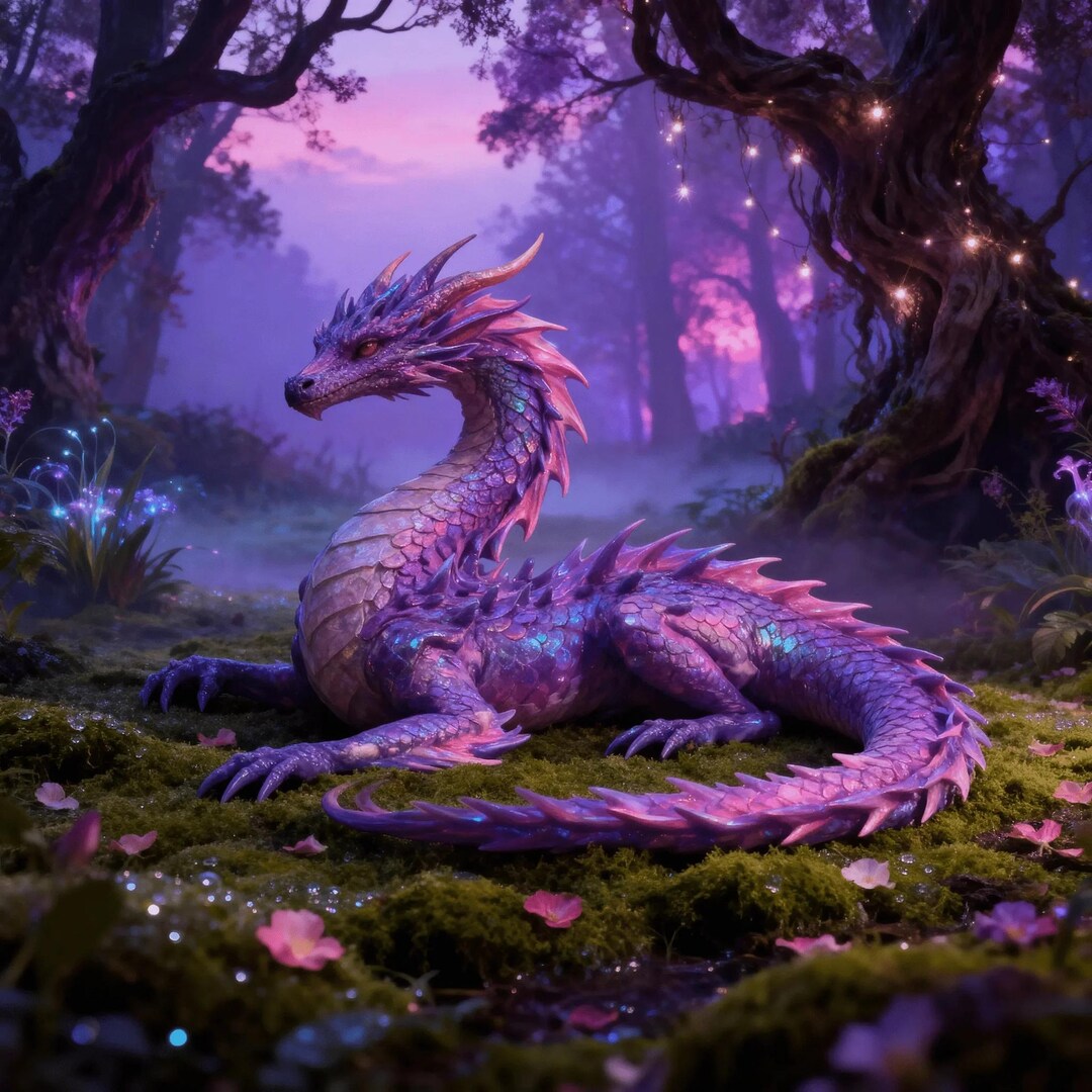 3D Printed Articulated Water Dragon Figurine in Purple and Pink 19 ...