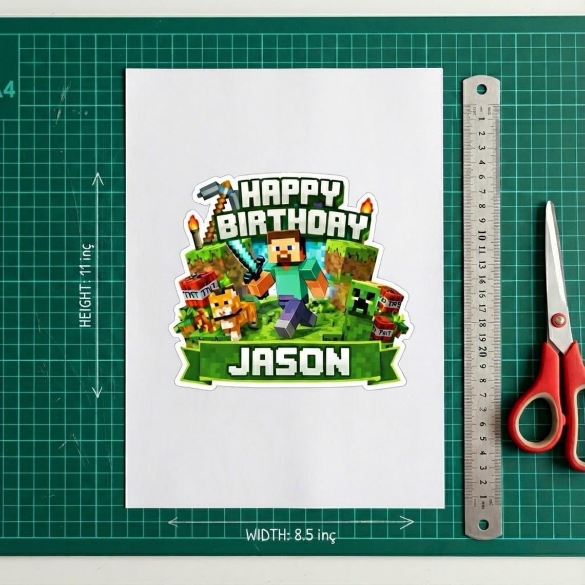 Editable Pixel Game Birthday Cake Topper,personalized Party Decoration ...