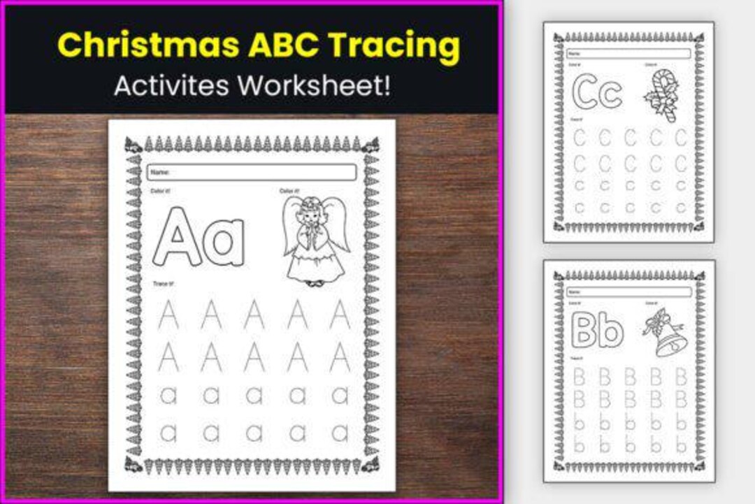 Christmas ABC Tracing Sheets for Kids | Printable Alphabet Practice ...