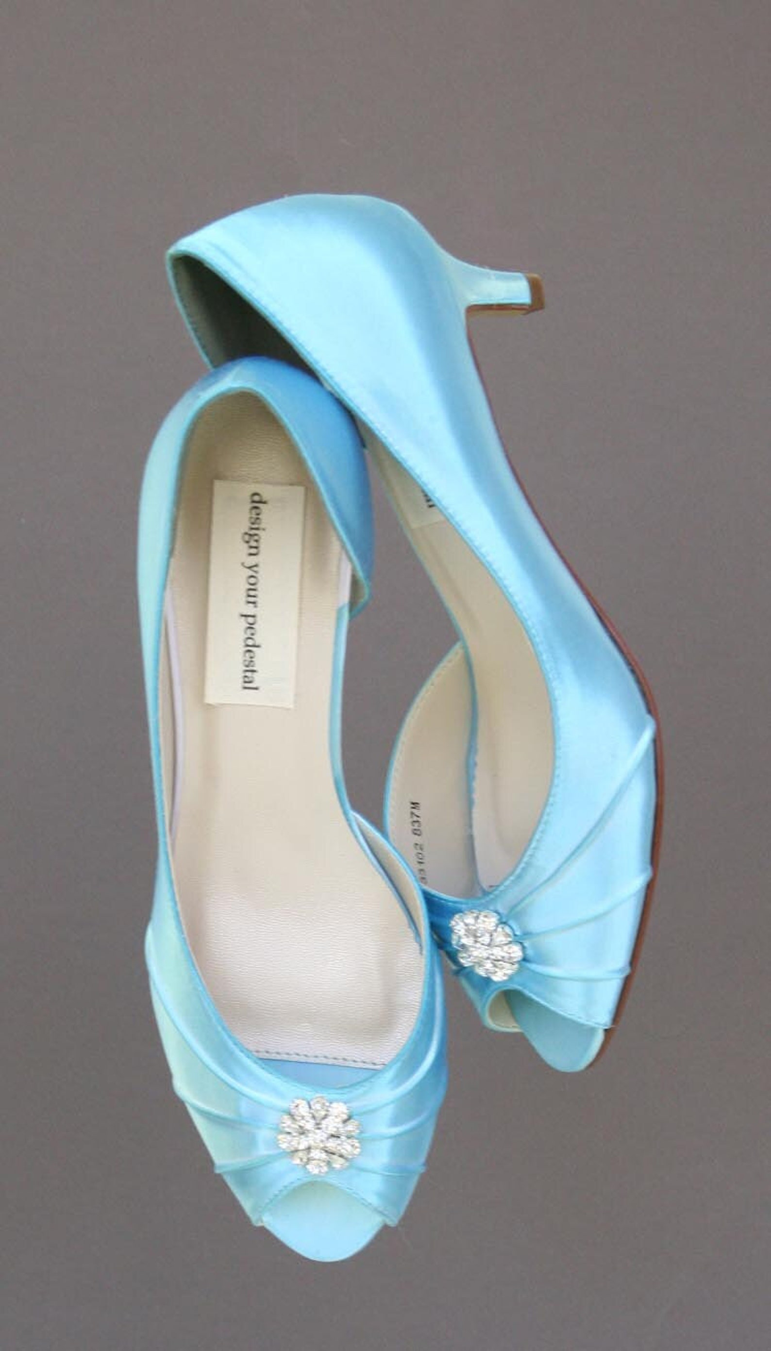 Simple Bridal Shoes, Aqua Wedding Shoes, Low Heel Bride Shoes, Light ...