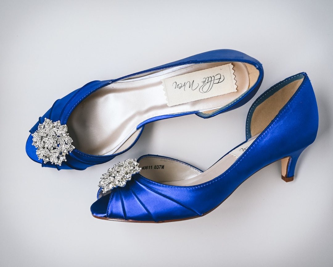Simple Bridal Shoes, Royal Blue Wedding Shoes, Blue Bridal Heels, Low ...