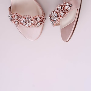 Blush Wedding Sandals, Rose Gold Bridal Shoes, Light Pink Bridal Heels ...