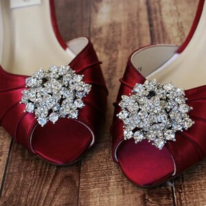 Ruby Red Wedding Shoes, Red Bride Shoes, Custom Wedding Shoes, Low Heel ...