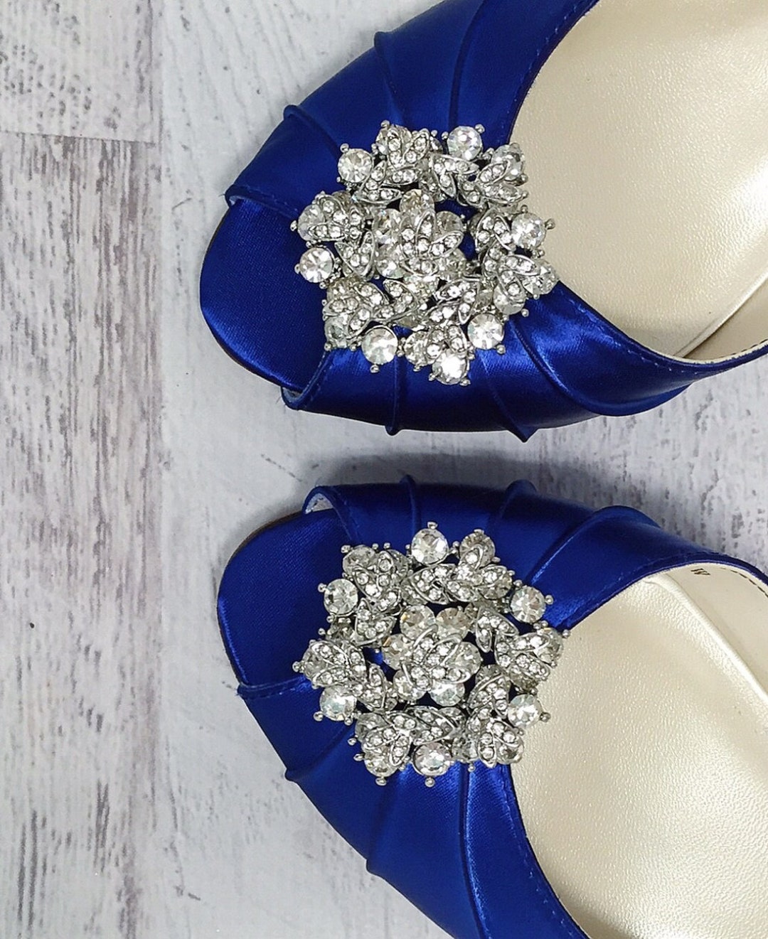 Custom Wedding Shoes, Blue Bridal Shoes, Royal Blue Bridal Heels, Low ...