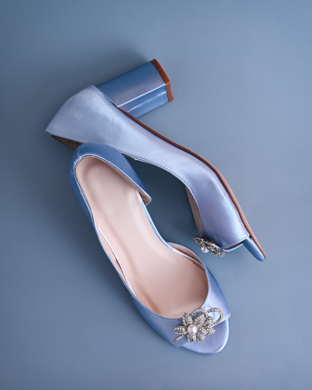 Blue Bridal Shoes, Cornflower Blue Wedding Shoes, Block Bridal Heels ...