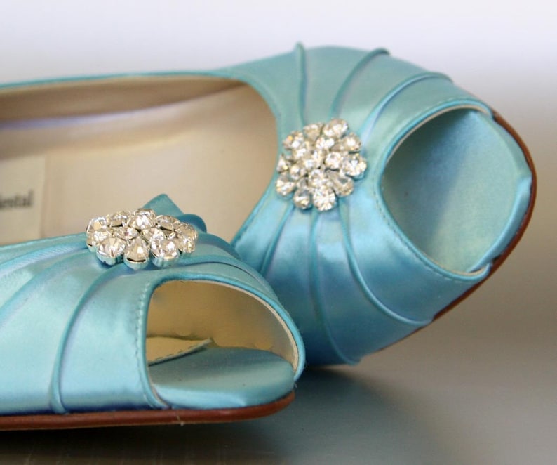 Blue Wedding Shoes for Bride Low Heel Blue Bridal Shoes - Etsy