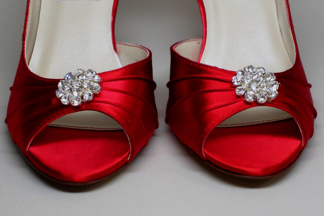Red Wedding Shoes, Simple Bridal Shoes, Red Bridesmaids Shoes, Custom ...