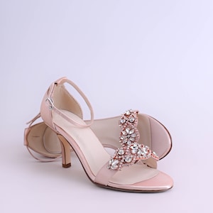 Blush Wedding Sandals, Rose Gold Bridal Shoes, Light Pink Bridal Heels ...