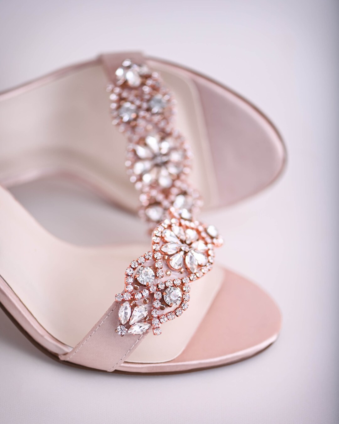 Blush Wedding Sandals, Rose Gold Bridal Shoes, Light Pink Bridal Heels ...