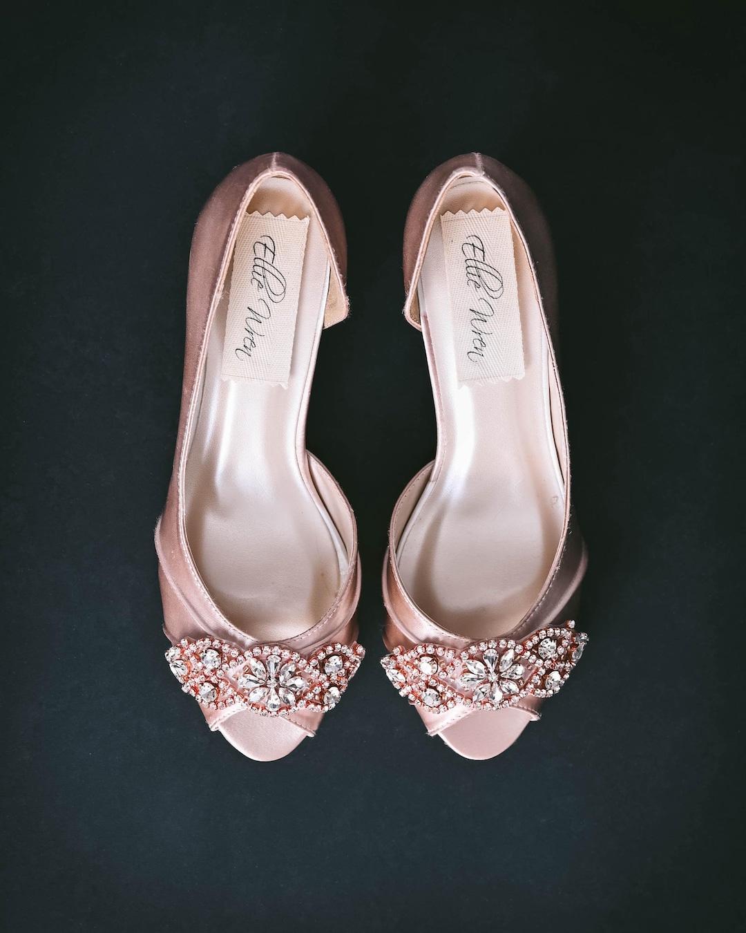 Custom Bridal Heels, Blush Wedding Shoes, Rose Gold Crystal Heels, Rose ...