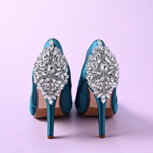 Crystal Heel Wedding Shoes, Blue Wedding Shoes, High Heel Shoes, Bling ...