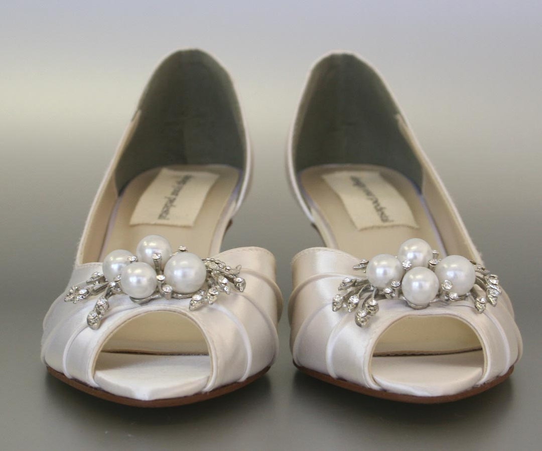 Ivory Wedding Shoes, Simple Bridal Shoes, Pearl Bridal Heels, Ivory ...