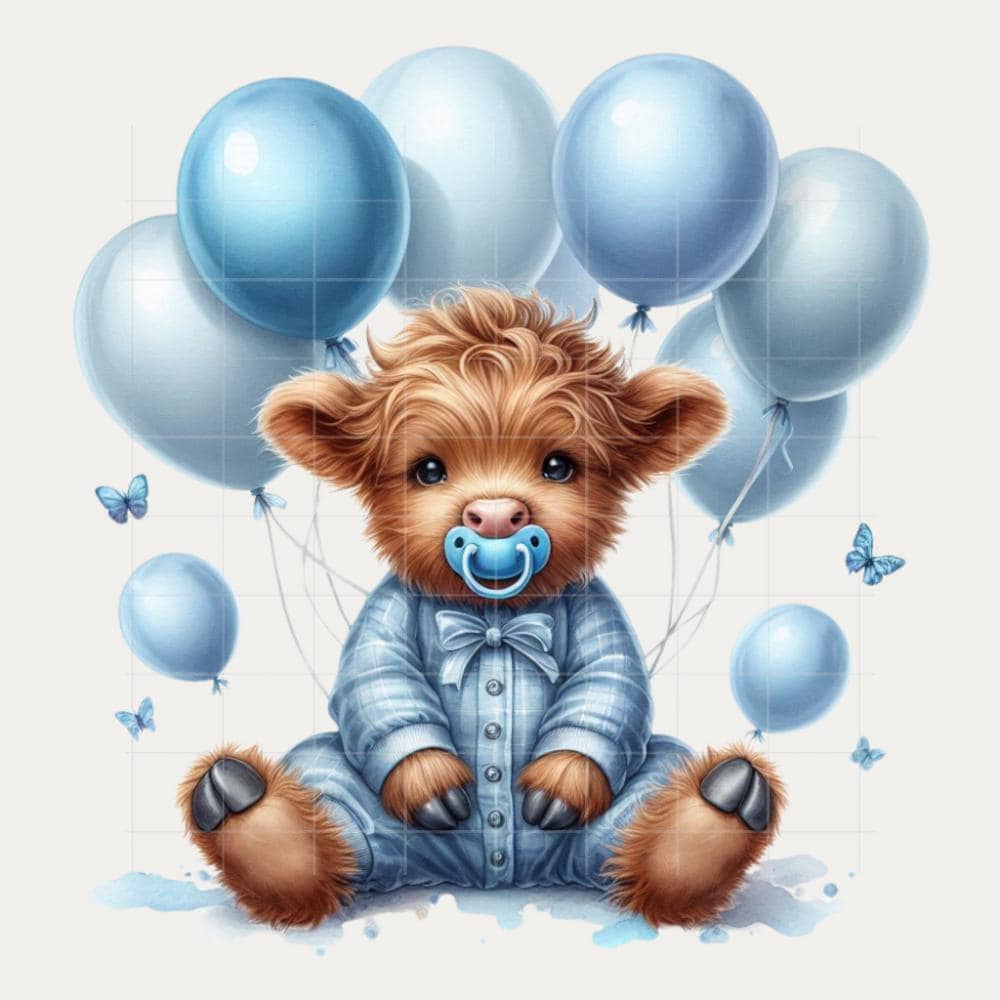 Baby Boy Highland Cow Watercolor Clipart Bundle – 50 PNG Transparent ...
