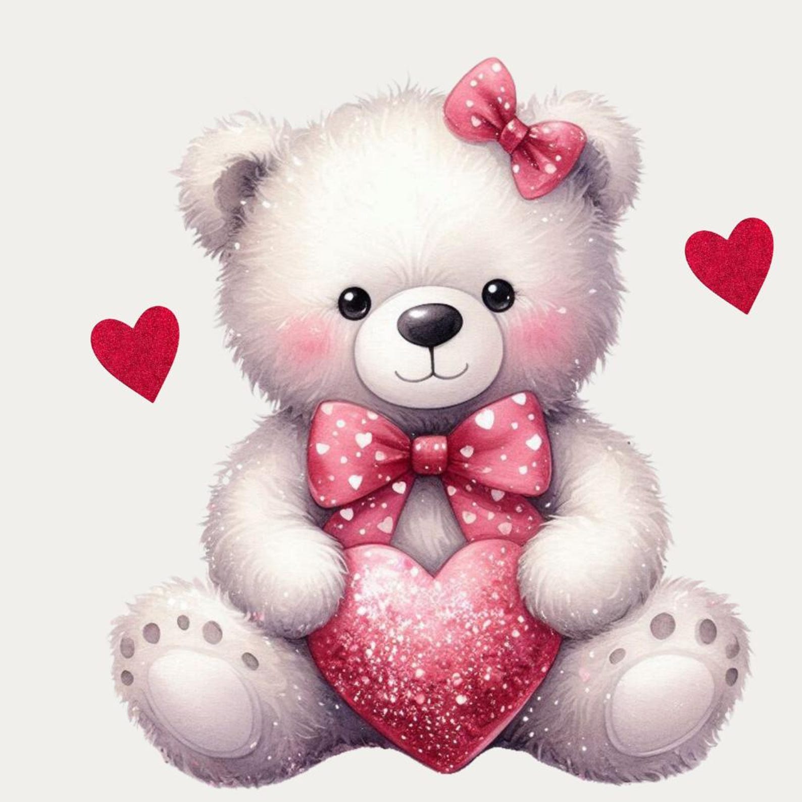 Watercolor Valentine Teddy Bear Clipart Bundle – 45 PNG Transparent ...