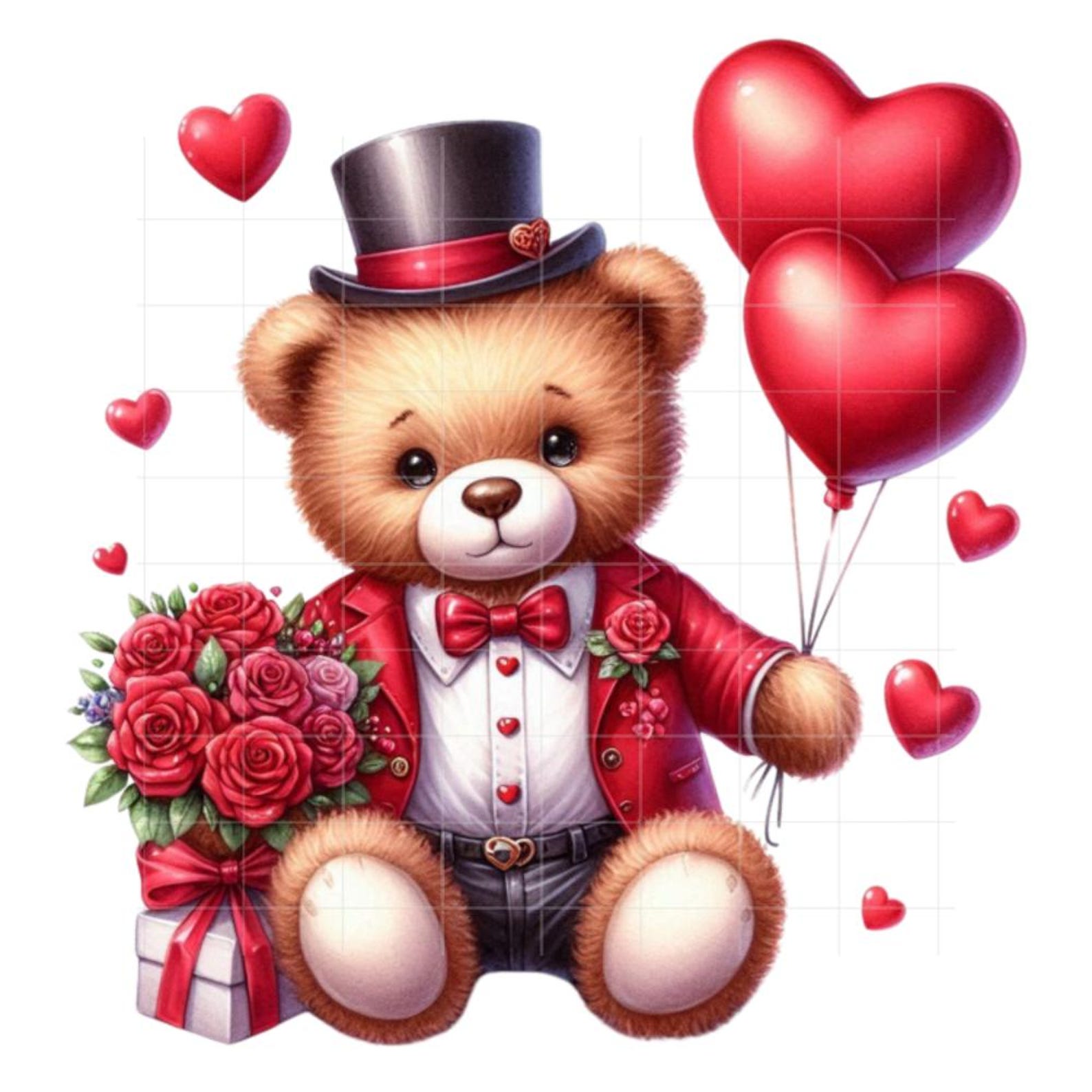 Watercolor Valentine Teddy Bear Clipart Bundle – 45 PNG Transparent ...