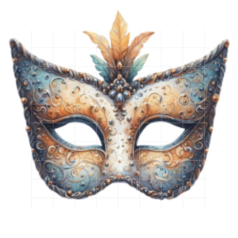 Venice Carnival Mask Watercolor Clipart Set, 68 PNG Transparent ...