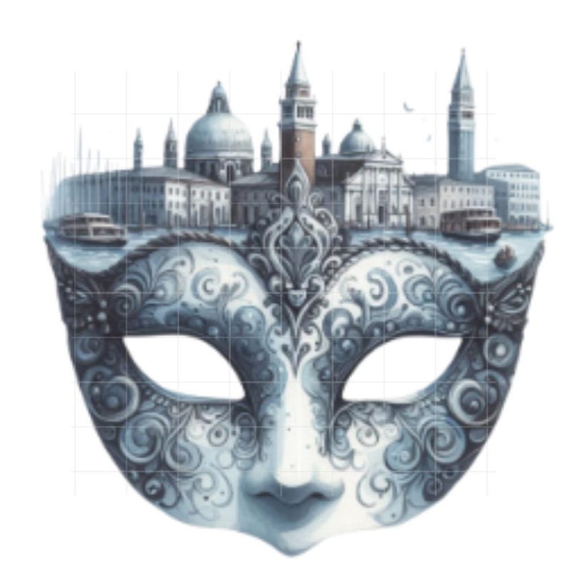 Venice Carnival Mask Watercolor Clipart Set, 68 PNG Transparent ...
