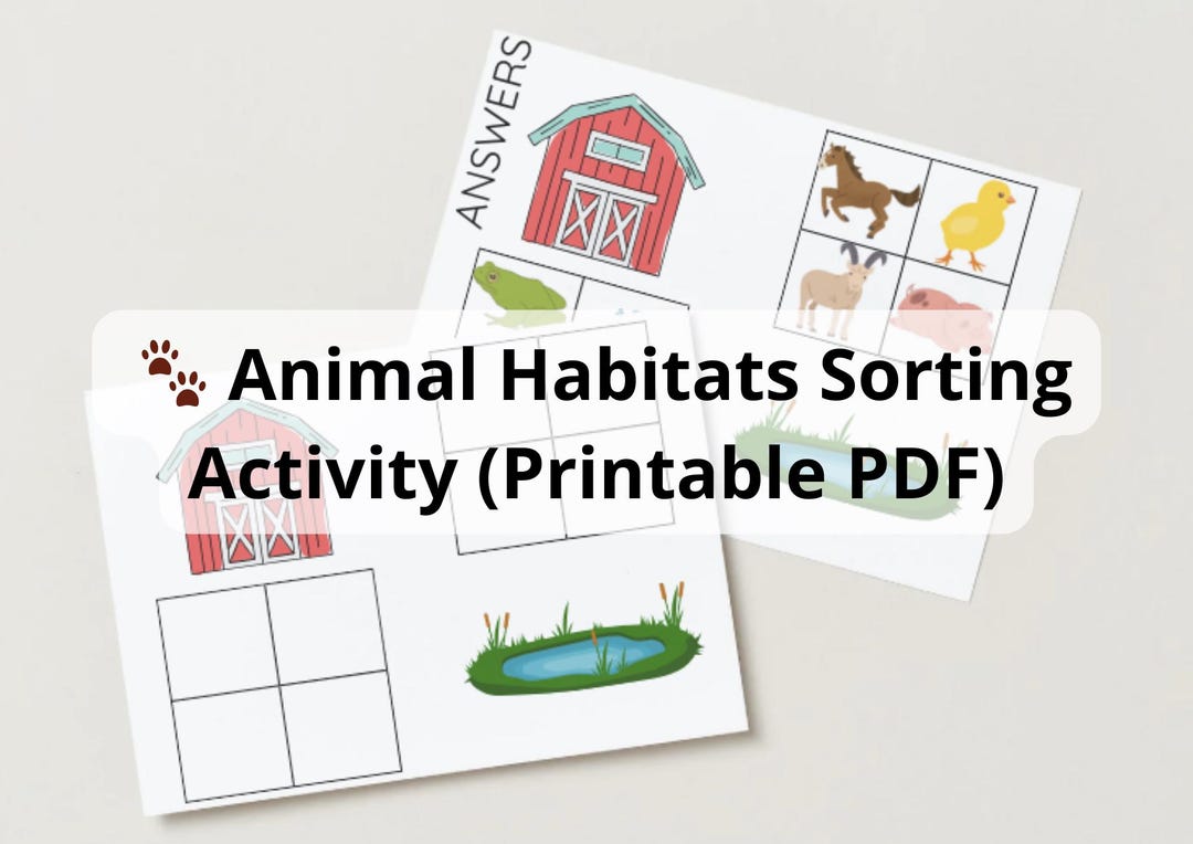Animal Habitats Matching Activity Printable PDF | Preschool Science ...