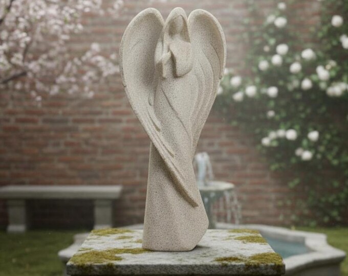 Sandstone Angel Statue Praying Guardian Angel Figurine Minimalist Home ...