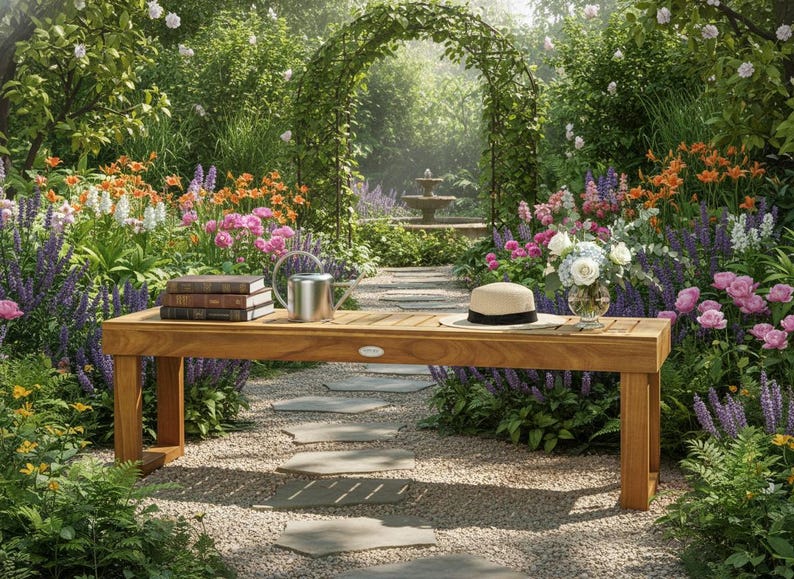 Acacia Wood Outdoor Bench, 52" Farmhouse Garden Seating, Backless Patio ...
