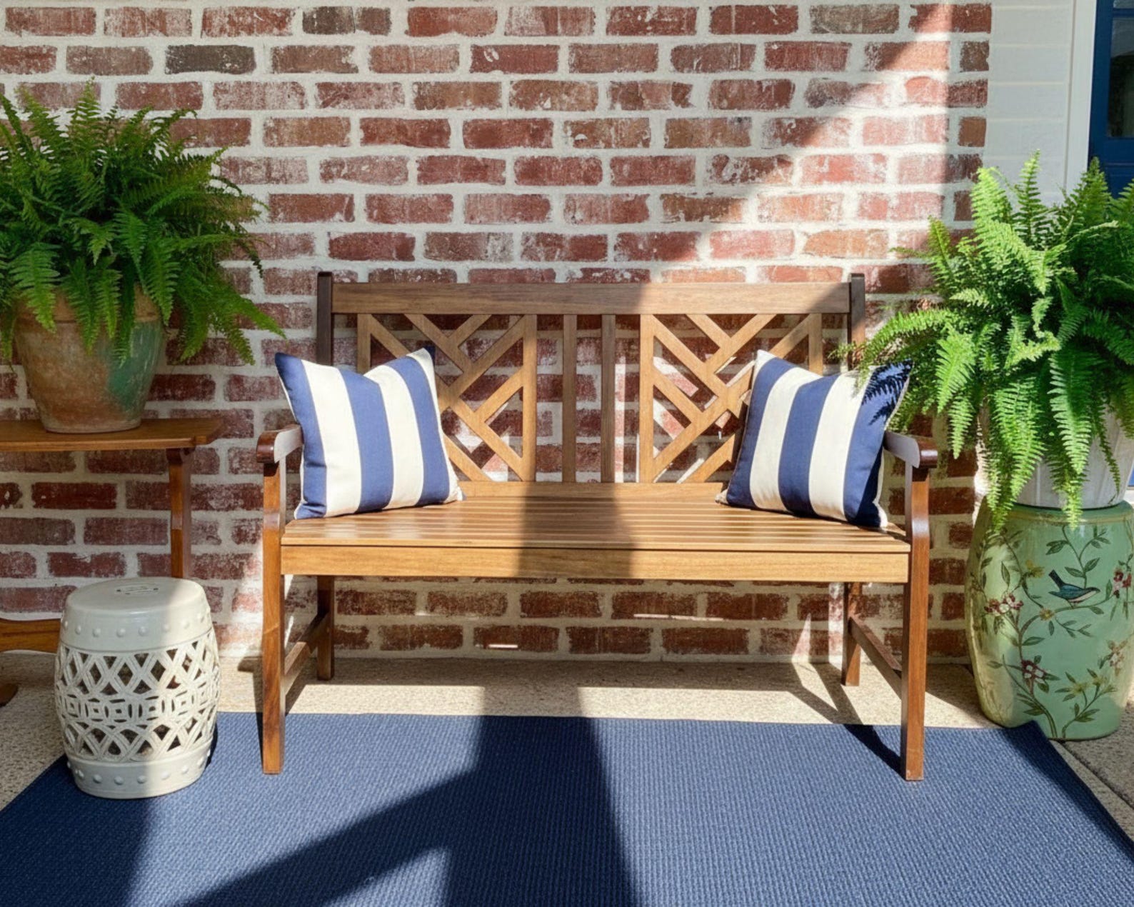 Outdoor Wooden Bench 4 Ft Acacia Wood Garden Bench With Curved Backrest ...