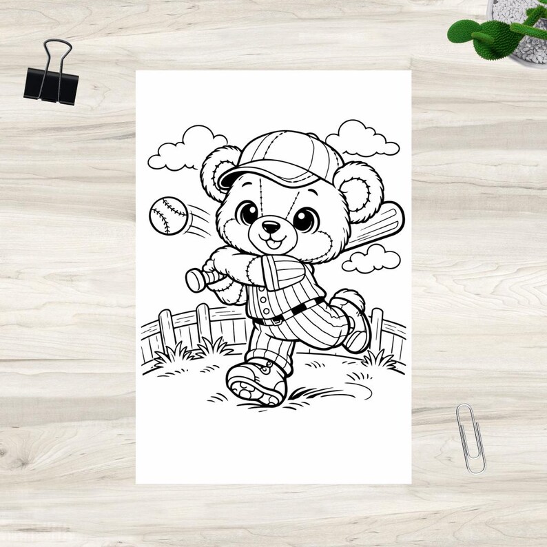 Teddy Bear Sports Coloring Pages for Kids | Printable Coloring Book PDF ...