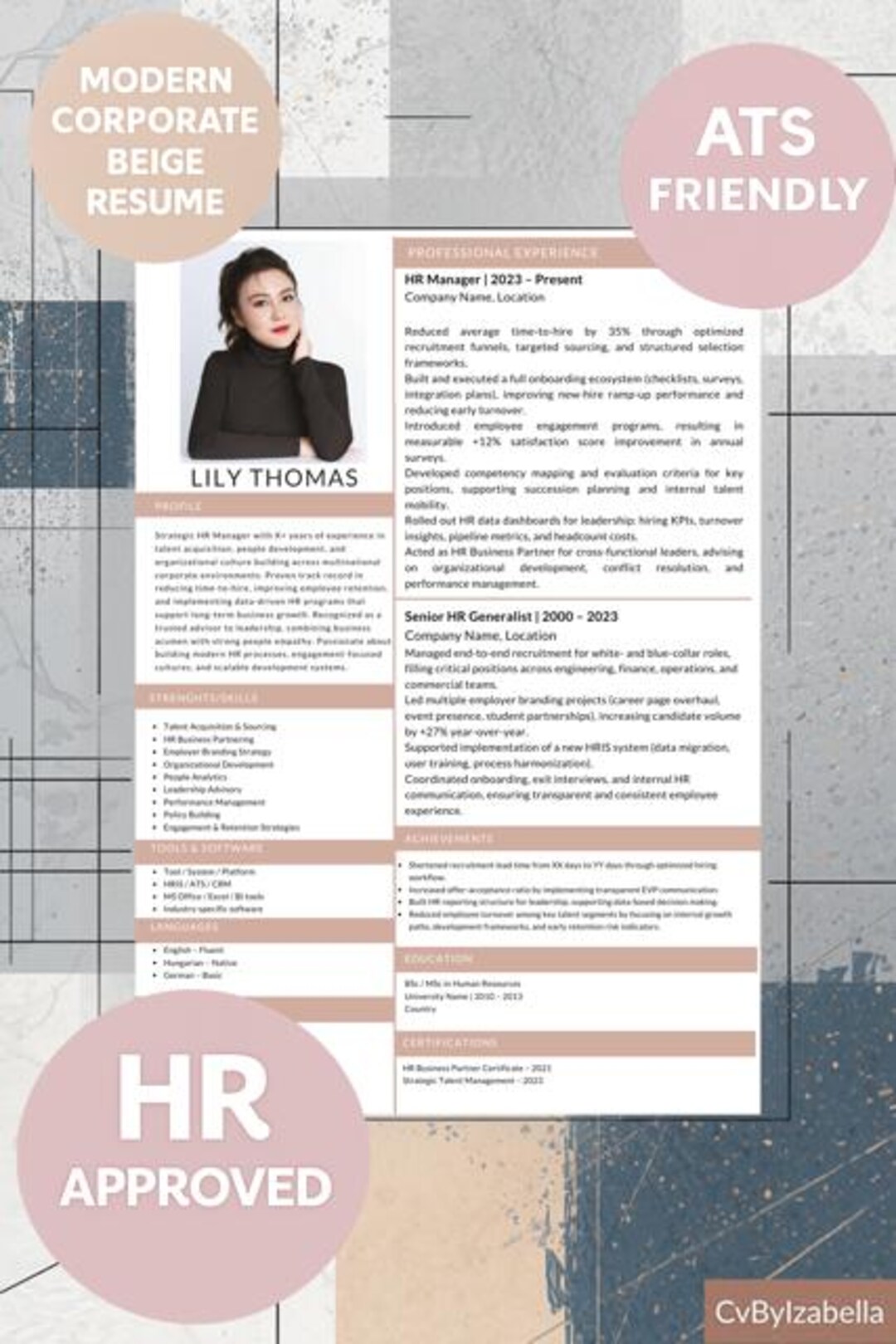 Modern Corporate Beige Resume Template – ATS Friendly | Professional CV ...