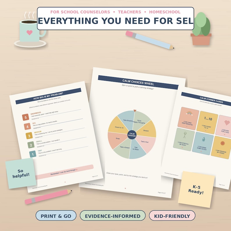 School Counselor Printable Bundle | Elementary Counseling Activities ...