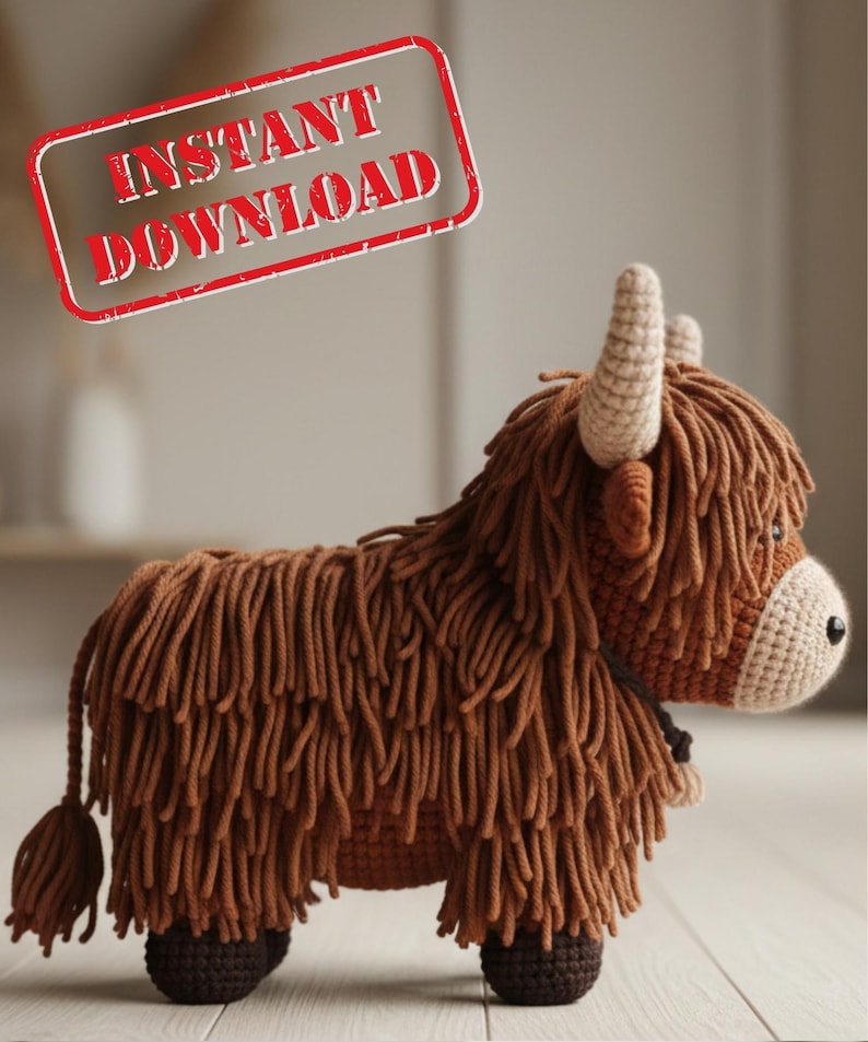 Highland Cow Crochet Pattern Amigurumi Farm Animal Plushie Gift Kids ...