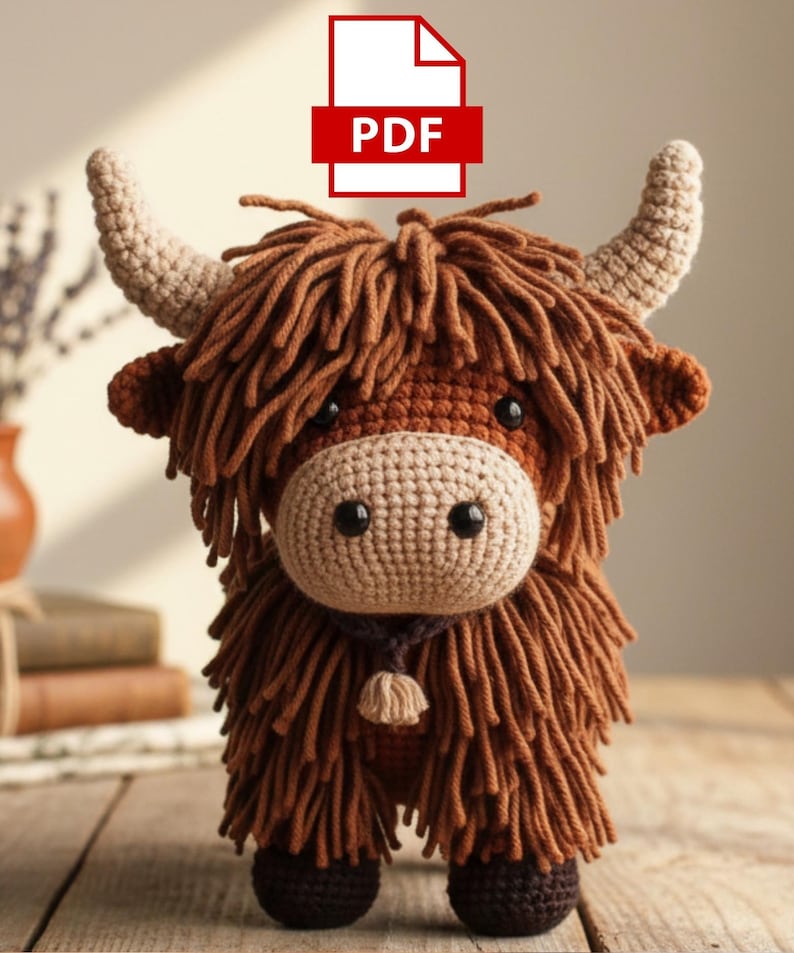 Highland Cow Crochet Pattern Amigurumi Farm Animal Plushie Gift Kids ...