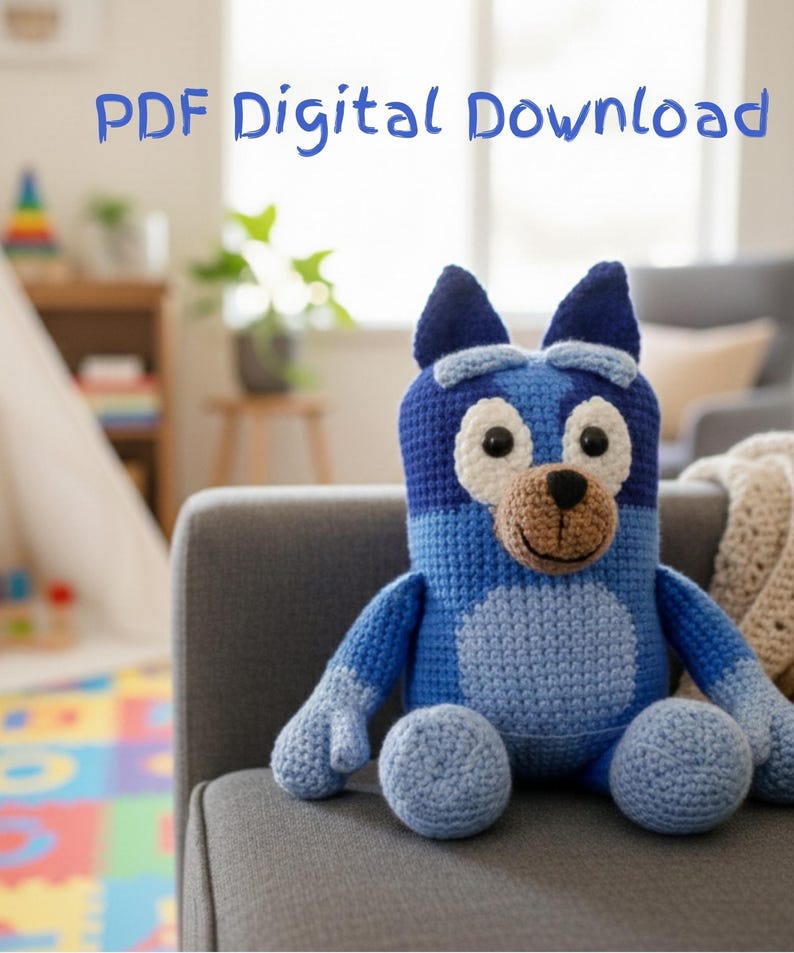 Bluey Crochet Pattern , Inspired Blue Heeler Dog Amigurumi , Beginners ...