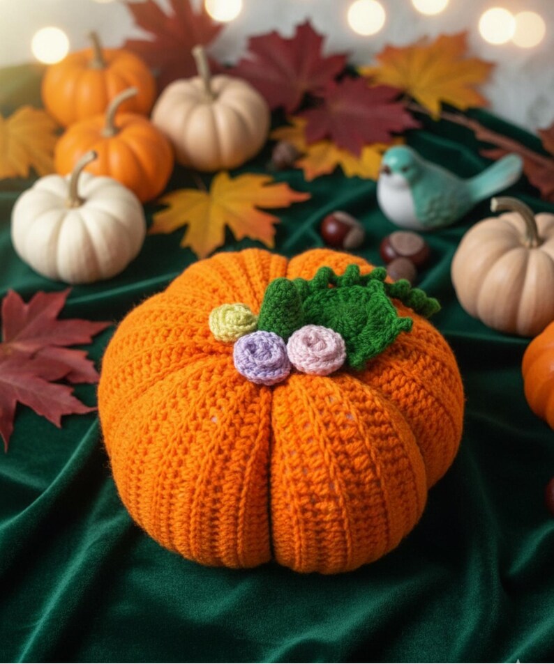 Pumpkin Crochet Pattern Pdf Halloween Pumpkin With Flowers Home Décor ...
