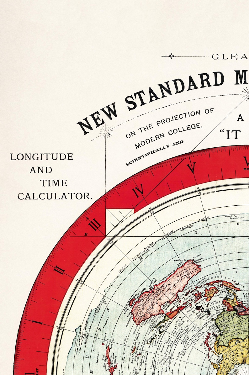 Gleason's New Standard Map of the World 1892 | Flat Earth Map Poster ...