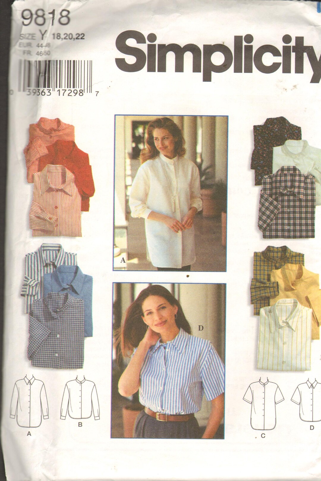 Simplicity 9818 Sewing Pattern Misses Blouse Size 18-20-22 Uncut and FF ...