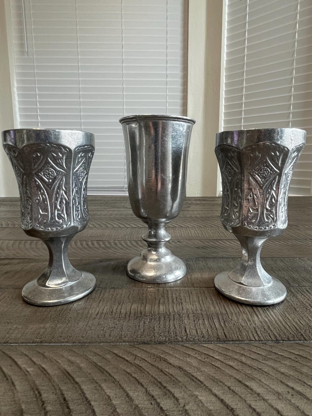 Vintage Pewter-style Metal Goblet Set - Trio of 3 (made in USA) - Etsy