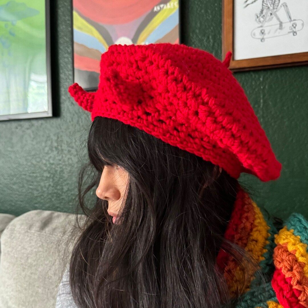 Chunky Crochet Devil Beret - Etsy