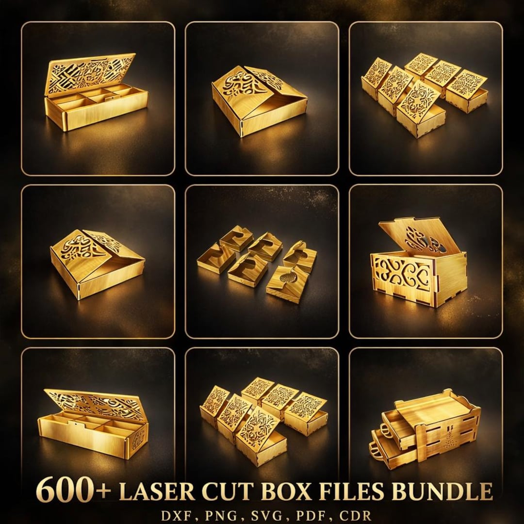 Laser Cut Files Box Bundle, 600+ Designs, Svg, Png, Dxf, Pdf, Cdr - Etsy