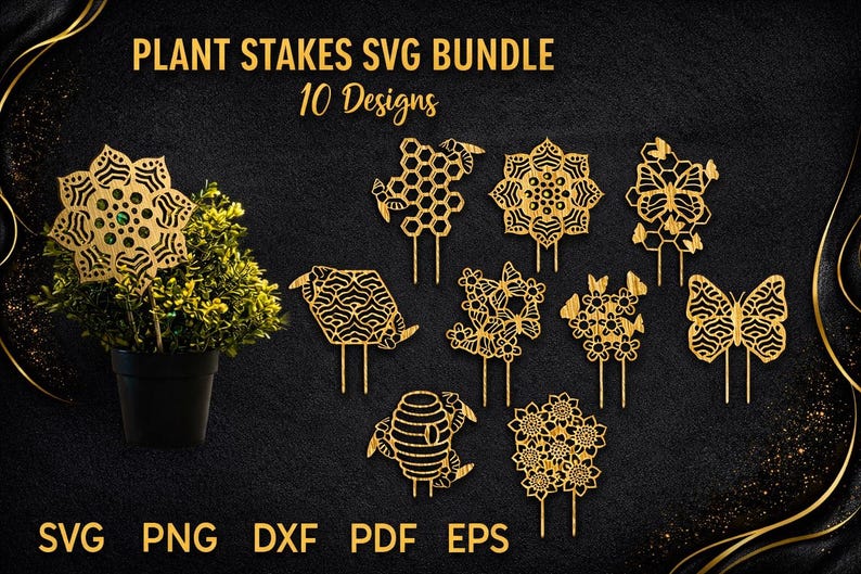 Plant Stakes SVG | Bee Plant Trellis SVG | Laser Cut Files - Etsy