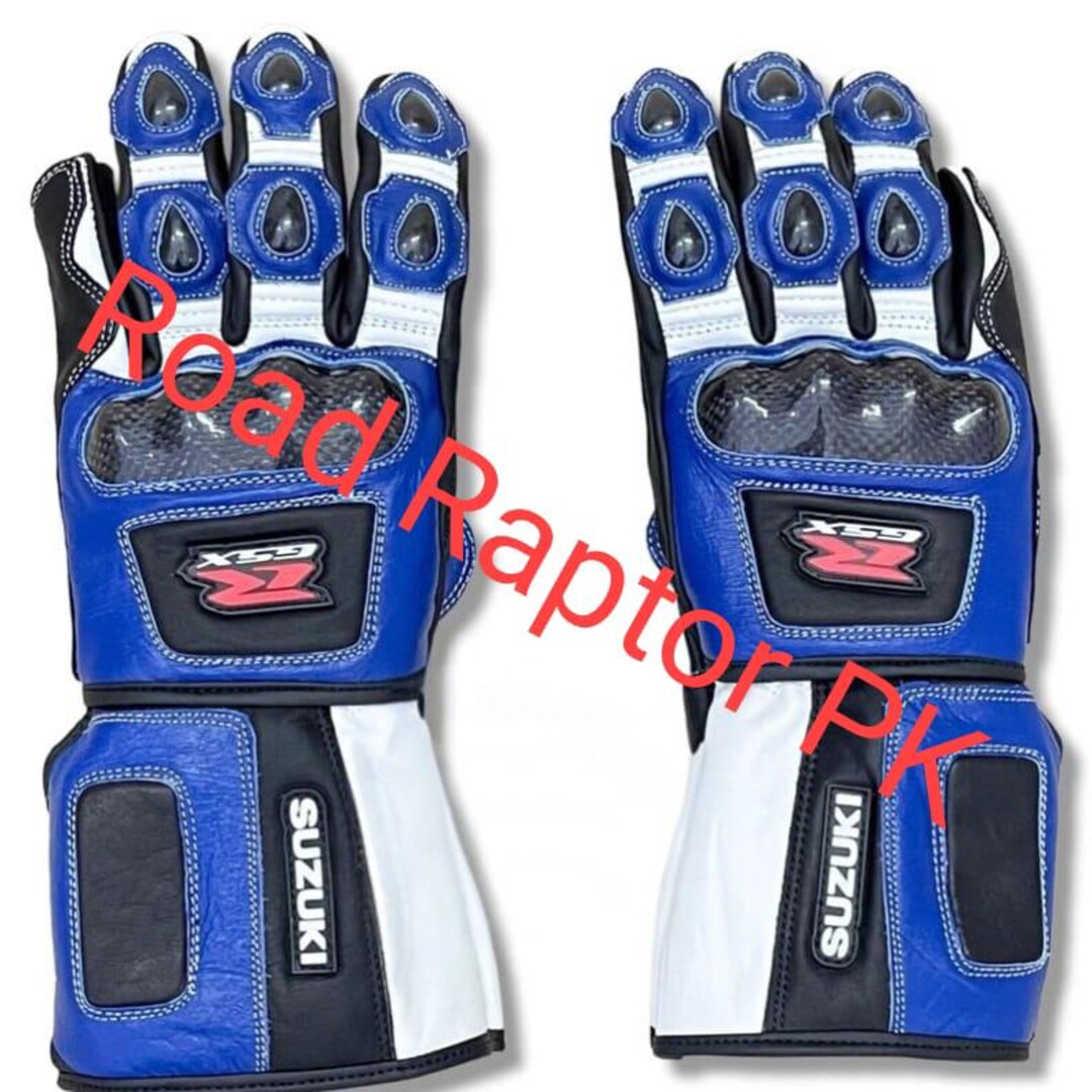 Suzuki GSX-R Blue and Black Racing Gloves | Leather Motorbike ...